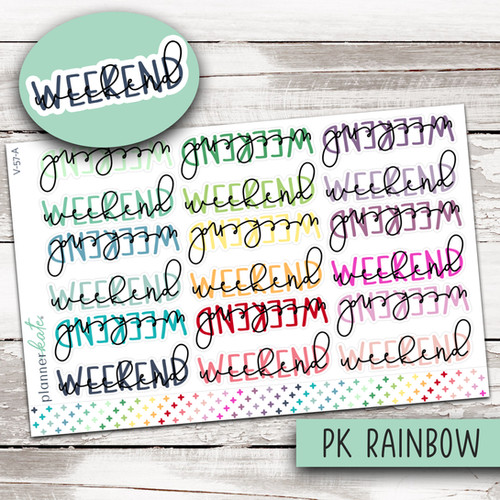 Weekend Stickers (2023 Kit Style) - PK Rainbow || V-57 | PlannerKate