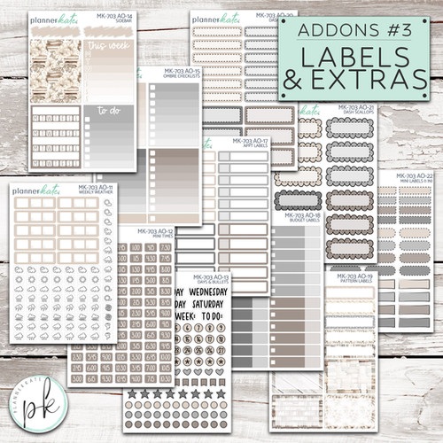 MK-703 ADD ONS #3 || "Reader's Cove" Kit Add Ons - Labels / Extras | PlannerKate