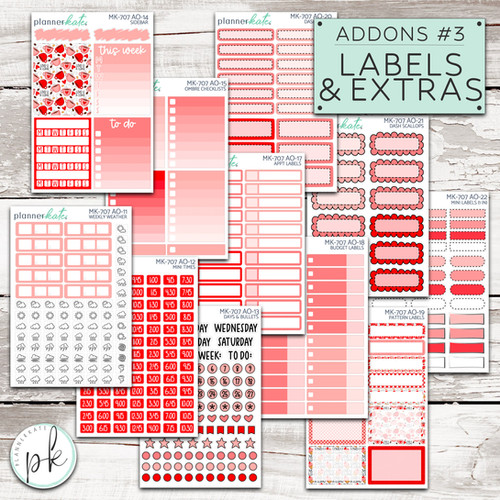MK-707 ADD ONS #3 || "Love U A Latte" Kit Add Ons - Labels / Extras | PlannerKate