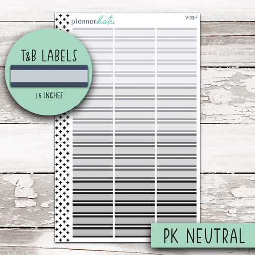 V-33-F || Two Tone Labels (Top & Bottom) for 7x9 Planner - PK Neutral ...