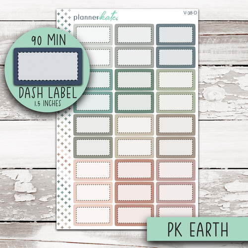90 Minute Color Dash Label for 7x9 Planner - PK Earth || V-38 | PlannerKate