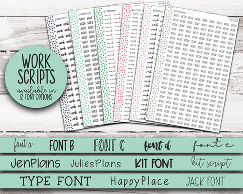 FONT-6 || WORK Scripts - 12 Font Options | PlannerKate