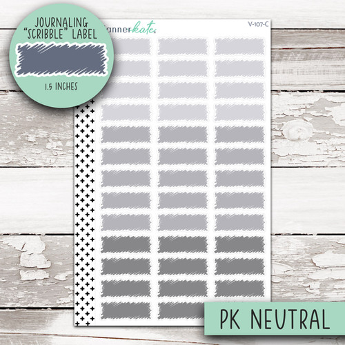 V-107-C || Journaling "Scribble" Label (1.5 inch) - PK Neutral ...