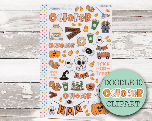 DOODLE-10 || OCTOBER CLIPART | PlannerKate
