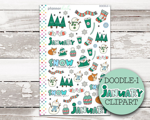 *RF SALE* DOODLE-1 || JANUARY CLIPART | PlannerKate