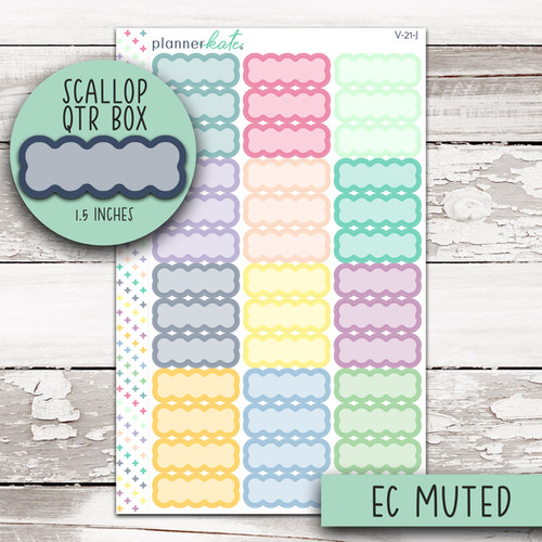 V-21-J || Scallop Quarter Box Labels for 7x9 Planner - EC MUTED ...
