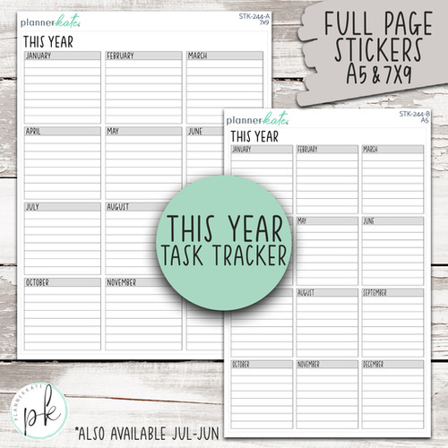 STK-244 || This Year Task Tracker Dashboard Sticker (Jan-Dec / Jul-Jun ...