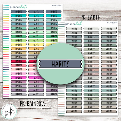 HDR-407 || HABITS Banner Label | PlannerKate