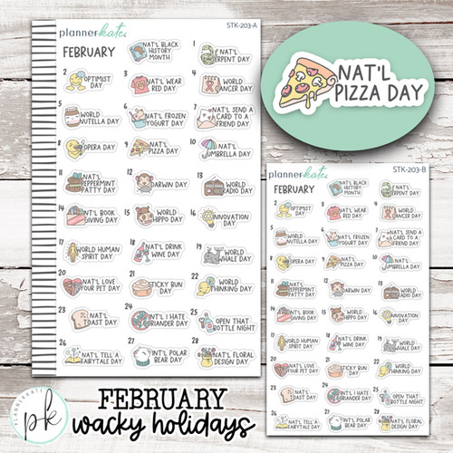 February Wacky Holidays - Pastel | STK-203 | PlannerKate