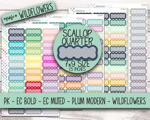 V-21 || SCALLOP QUARTER BOX LABELS for 7x9 PLANNER | PlannerKate