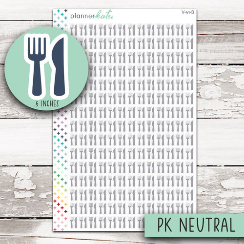 Fork & Knife Utensil Stickers - PK Neutral || V-51 | PlannerKate
