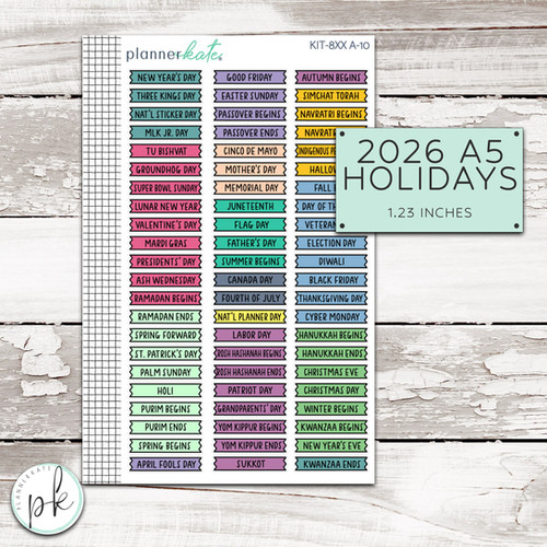 KIT-8XX A-10 || 2026 Banner Holidays for A5 Planner (1.2 Inch) - EC ...