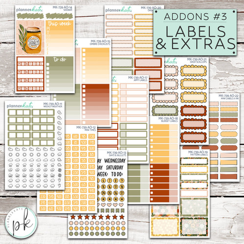 MK-739 ADD ONS #3 || "Busy Bee" Kit Add Ons - Labels / Extras | PlannerKate