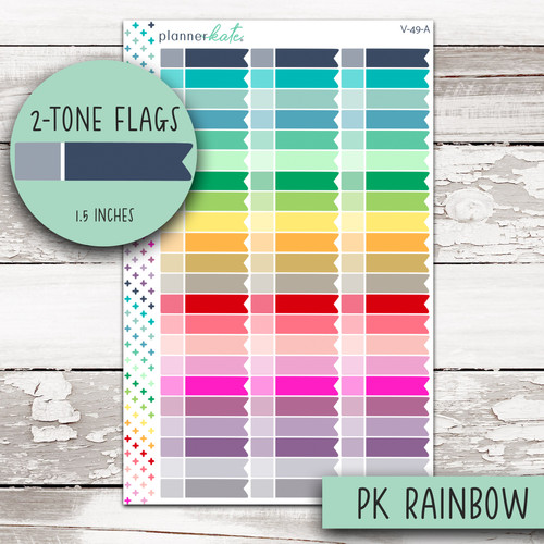 Two Tone Flag Labels for 7x9 Planners - PK Rainbow || V-49 | PlannerKate