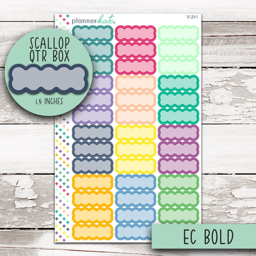 V-21-I || Scallop Quarter Box Labels for 7x9 Planner - EC BOLD ...