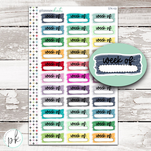 STK-172 || 'WEEK OF' Labels - PK Colors | PlannerKate
