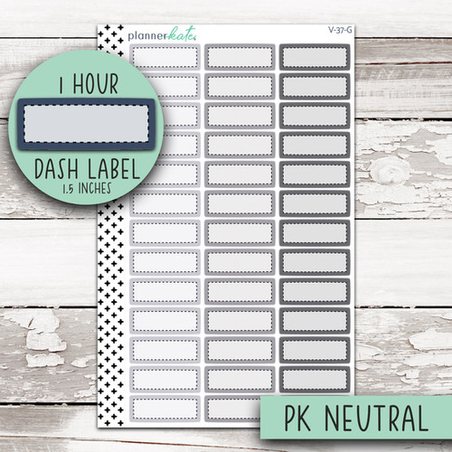 V-37-G || 1 Hour Color Dash Label for 7x9 Planner - PK Neutral ...