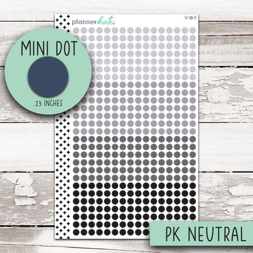 V-18-F || Mini Dot Stickers for Planner - PK Neutral | PlannerKate