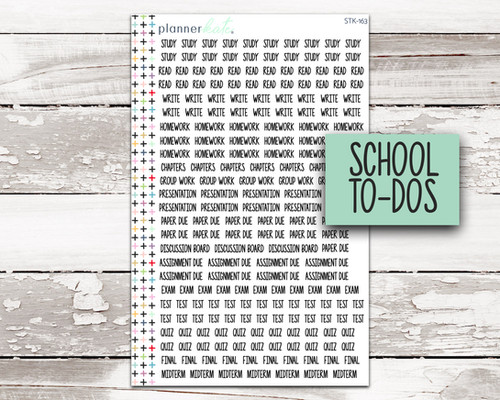 STK-163 || SCHOOL TO-DO Scripts - Planner Stickers | PlannerKate