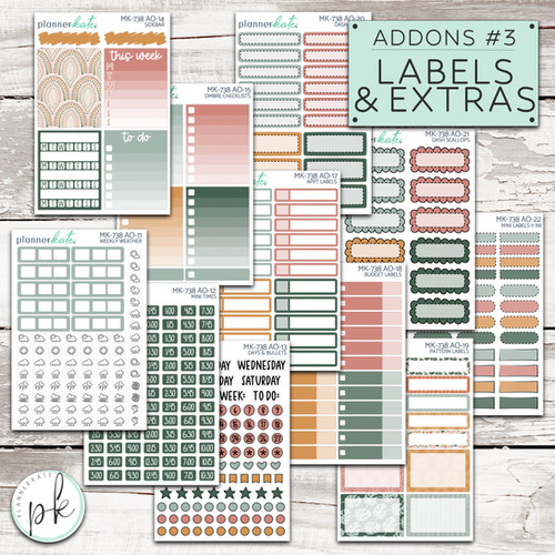 MK-738 ADD ONS #3 || "Vibes" Kit Add Ons - Labels / Extras | PlannerKate