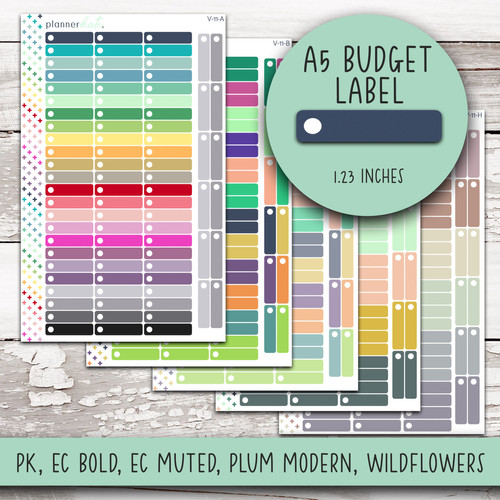 V-11 || A5 MONTHLY BUDGET LABELS for PLANNER | PlannerKate