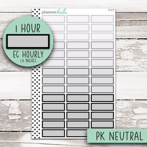 V-2 || 1 HOUR LABELS for 7x9 PLANNER - PK NEUTRAL | PlannerKate