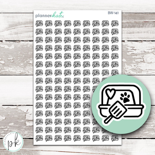 BW-141 || Cat Litter Box - BW Icon Stickers | PlannerKate