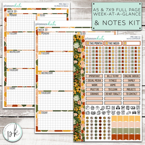MK-739 I || "Busy Bee" Week-at-a-Glance / Notes Companion | PlannerKate