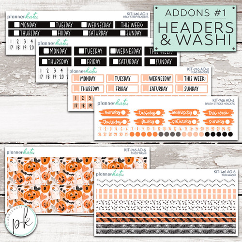 KIT-746 ADD ONS #1 || "Boo" Kit Add Ons - Headers / Washi | PlannerKate