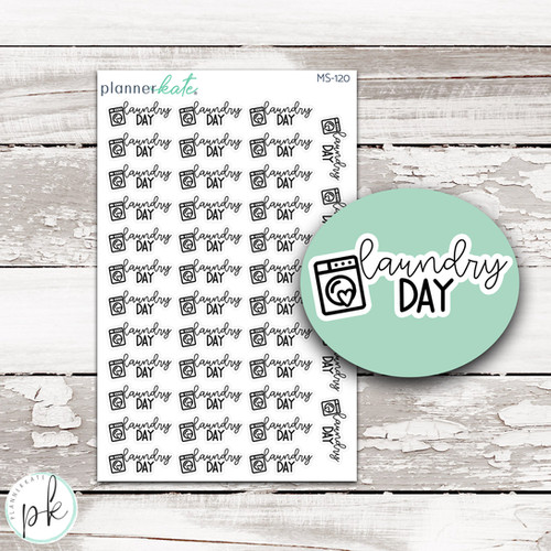 MS-120 || Laundry Day Mixed Script Stickers | PlannerKate