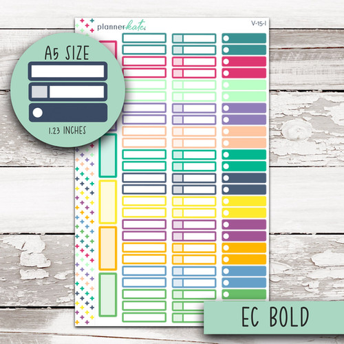 V-15-I || A5 Mixed Monthly Labels for Planner - EC Monthly Bold | PlannerKate