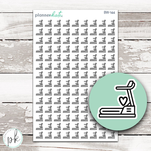 BW-144 || Treadmill / Walking / Running - BW Icon Stickers | PlannerKate