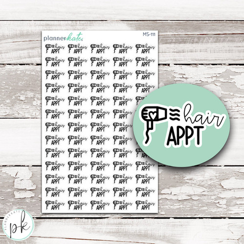MS-111 || Hair Appt Mixed Script Stickers | PlannerKate
