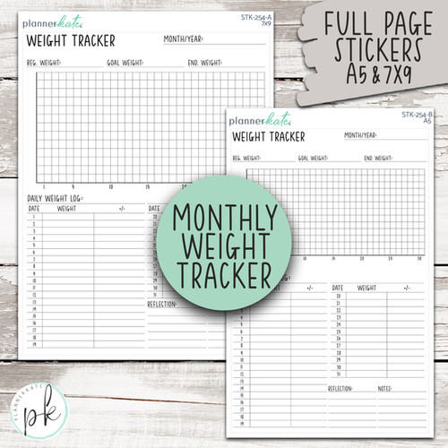 STK-254 || Monthly Weight Tracker Dashboard Sticker | PlannerKate