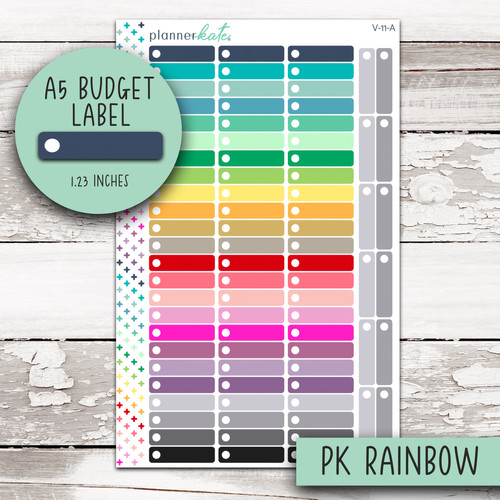 A5 Monthly Budget Labels for Planner - PK Rainbow || V-11 | PlannerKate
