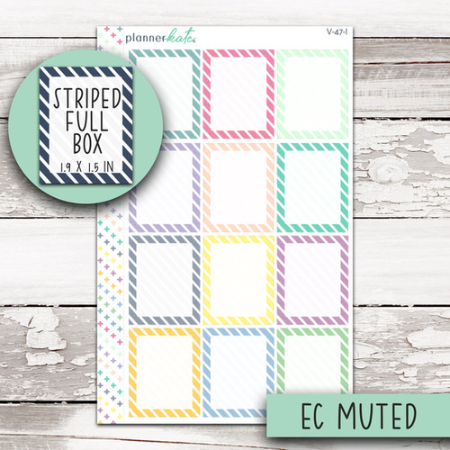 V-47-I || Striped Full Box Label for 7x9 Planner - EC Muted | PlannerKate
