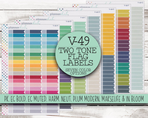 V-49 || Two Tone Flag Labels for 7x9 Planners | PlannerKate