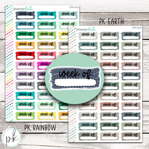 STK-172 || 'WEEK OF' Labels - PK Colors | PlannerKate