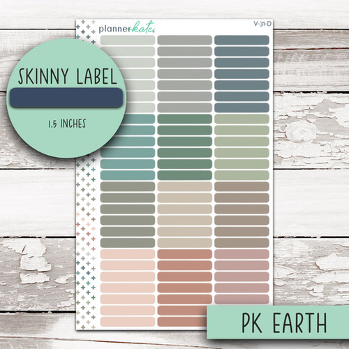 V-031-D || Solid Skinny Labels for 7x9 Planner - PK Earth | PlannerKate