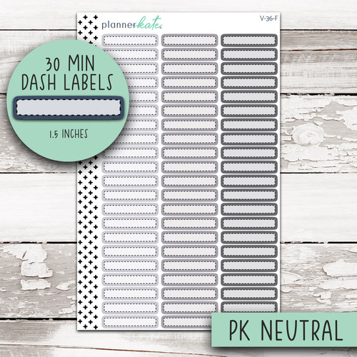 30 Minute Color Dash Label for 7x9 Planner - PK Neutral || V-36 ...