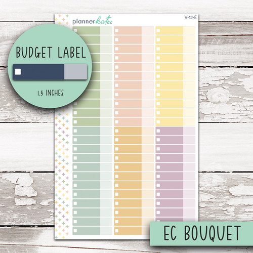 V-12-E || Budget Labels for 7x9 Planner - EC Bouquet | PlannerKate