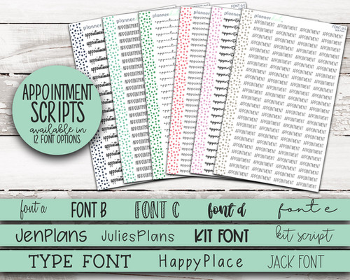 FONT-3 || APPOINTMENT Scripts - 12 Font Options | PlannerKate