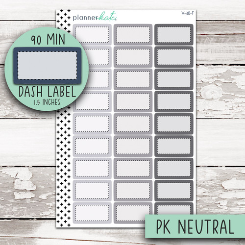 90 Minute Color Dash Label for 7x9 Planner - PK Neutral || V-38 ...