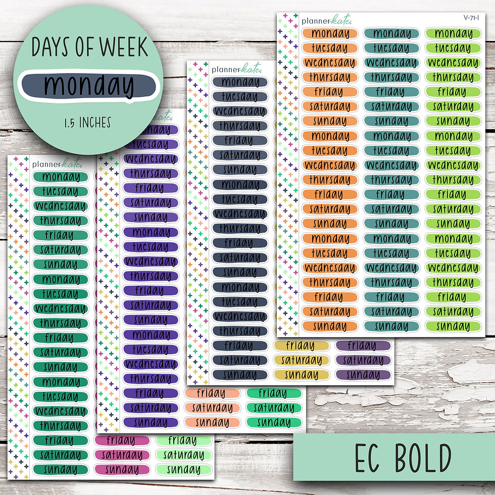 DAYS OF WEEK | PlannerKate