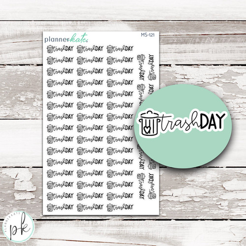 MS-121 || Trash Day Mixed Script Stickers | PlannerKate