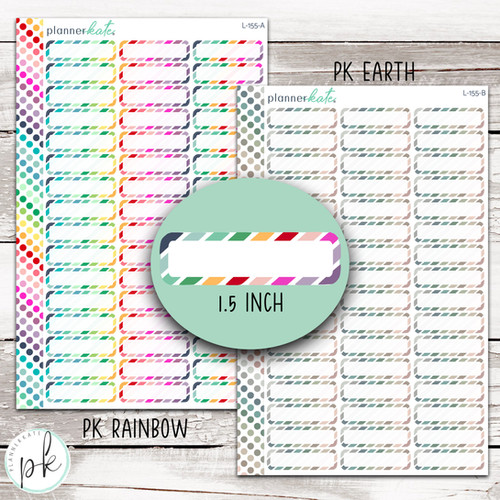 L-155 || Rainbow Striped Labels (1.5 Inches) | PlannerKate