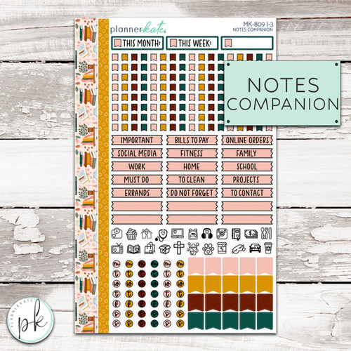 MK-809 I-3 || "Bookish Bliss" Notes Companion | PlannerKate