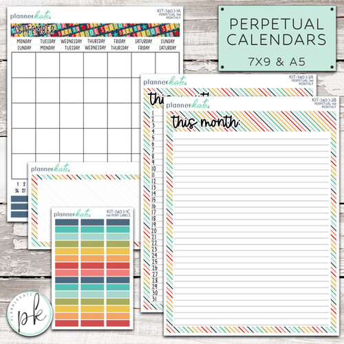KIT-740 J PERPETUALS || "Back To School" Perpetual Calendars - A5 / 7x ...