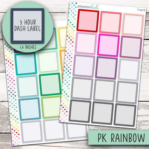 V-40-A/B || 3 Hour Color Dash Label for 7x9 Planner - PK Rainbow ...