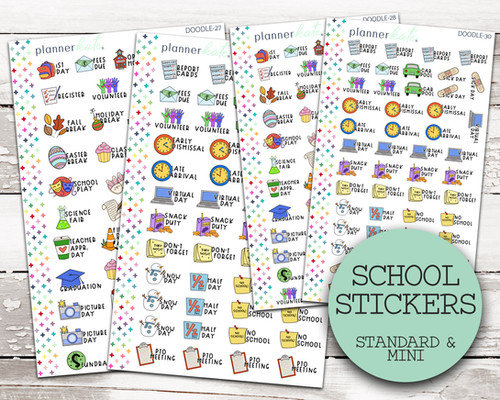 DOODLE-27 THRU 30 || SCHOOL EVENT Planner Stickers - Standard + Mini ...